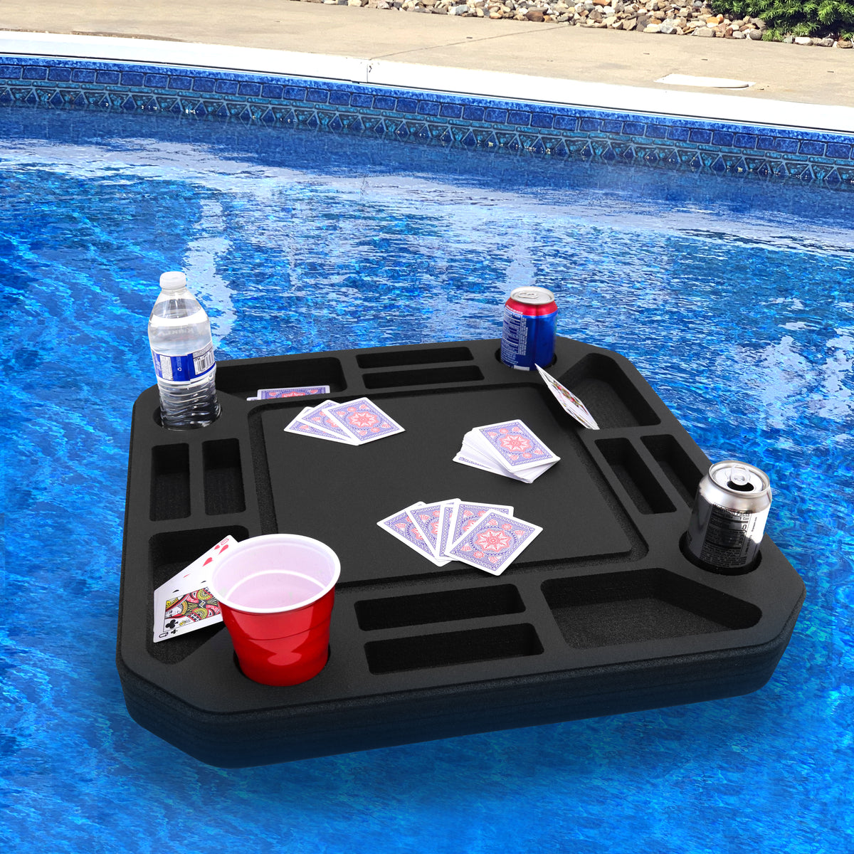 Floating Medium Poker Table Pool Float Includes Waterproof Playing Car ...