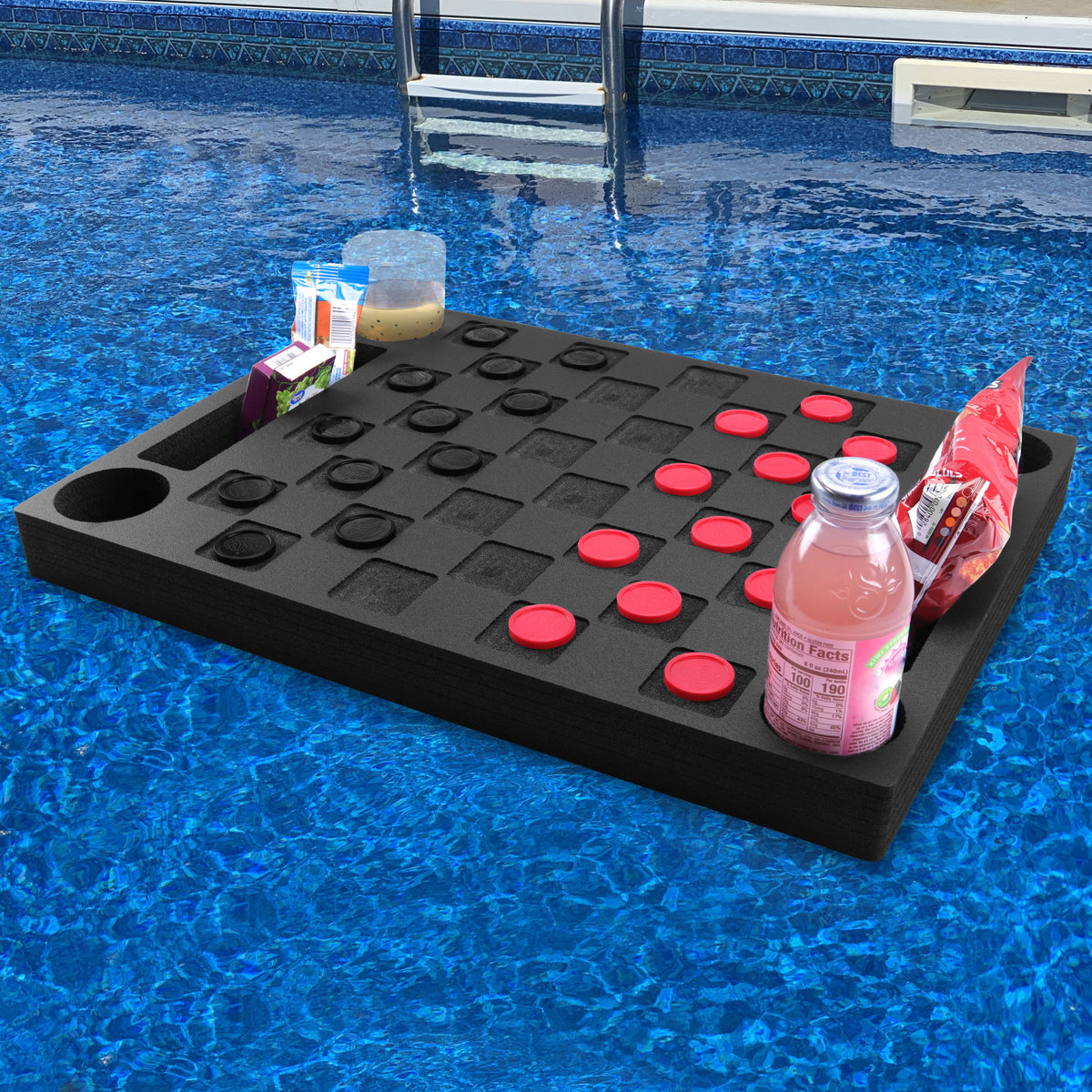 Floating Checkerboard Table Drink Tray Pool Foam Beach Float with Chec ...
