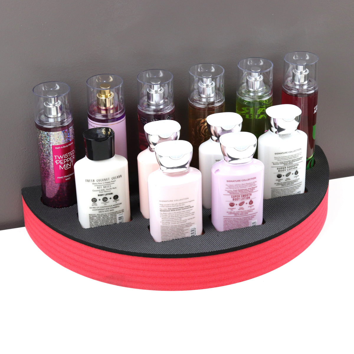 Lotion Body Spray Red Black Organizer Stand Bedroom Bath Holds 12 16.5 ...